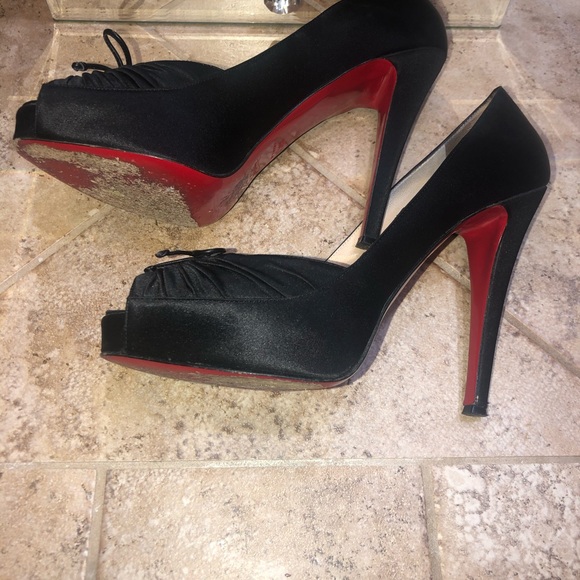 Christian Louboutin | Shoes | Christian Louboutin Black Satin Heel ...
